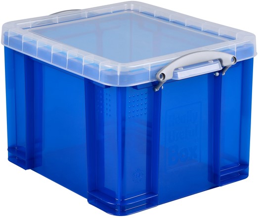 Opbergbox Really Useful 35 liter 480x390x310mm transparant blauw Gerson